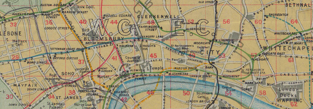 Tube and Tramway map of London. Underground 1920 old antique plan chart