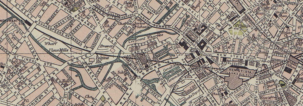 CENTRAL BIRMINGHAM town city plan 1920 old antique vintage map chart