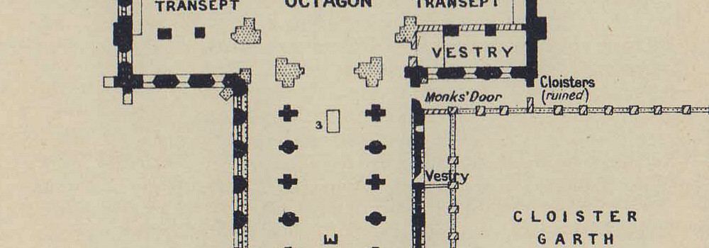 Ely Cathedral ground floor plan. Cambridgeshire 1920 old antique map chart