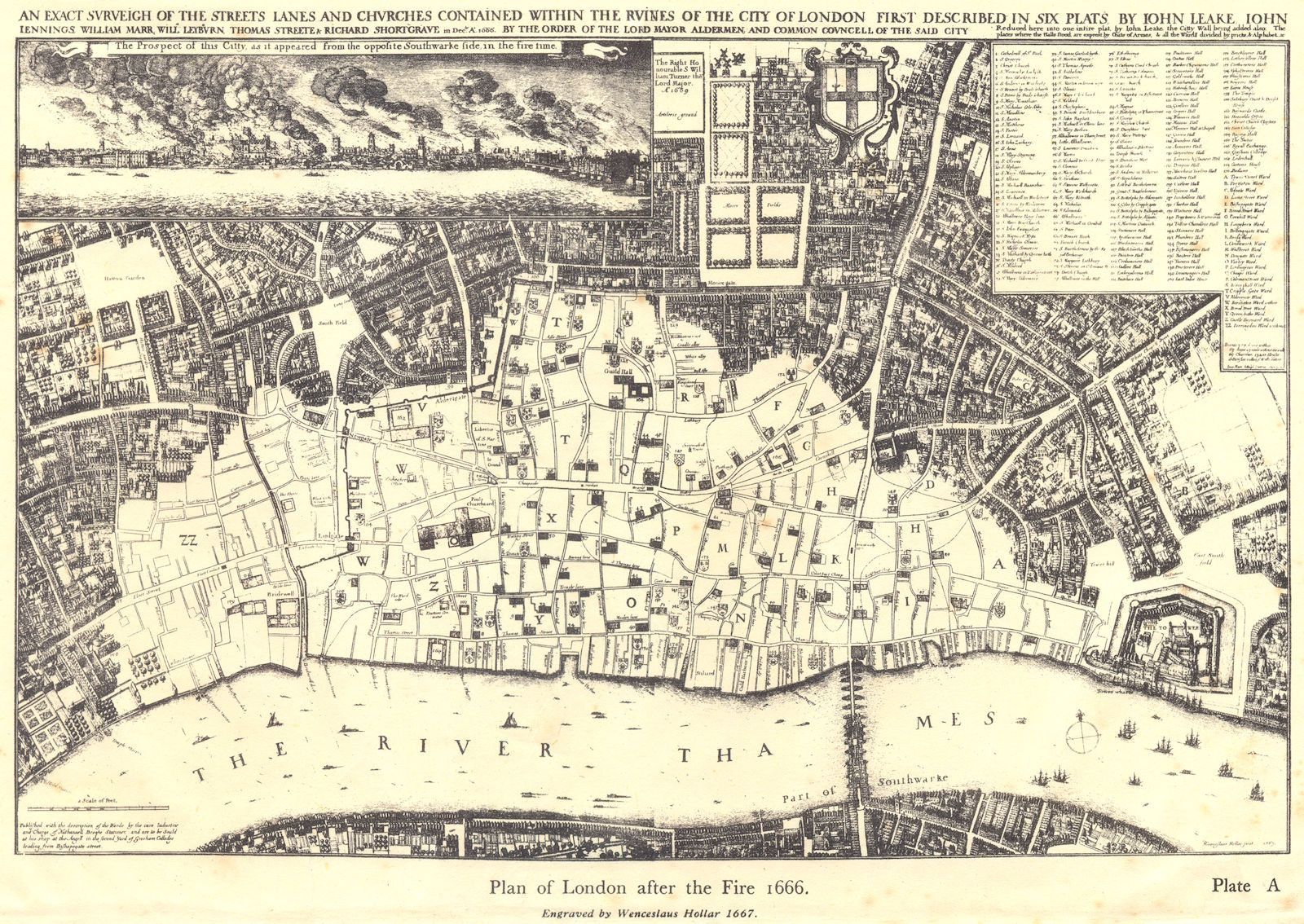 CITY OF LONDON. Plan of London after the Fire 1666. After HOLLAR 1944 ...