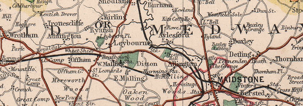KENT. County map showing divisions & parliamentary boroughs. PHILIP 1902