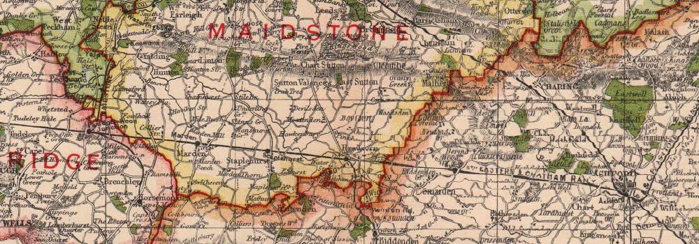KENT. Showing Parliamentary divisions, boroughs & parks. BACON 1927 old map
