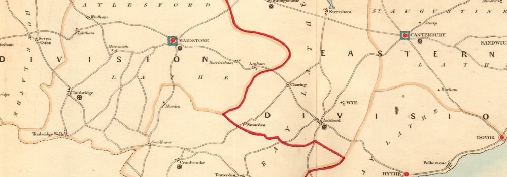 Kent county map. Divisions boroughs electoral. REFORM ACT. DAWSON 1832 old