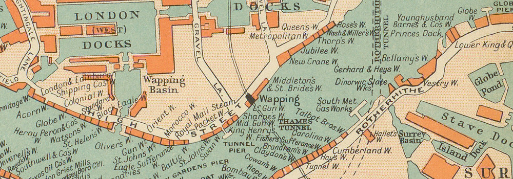 PORT OF LONDON wharves & docks. Thames London Bridge - Blackwall. BACON ...