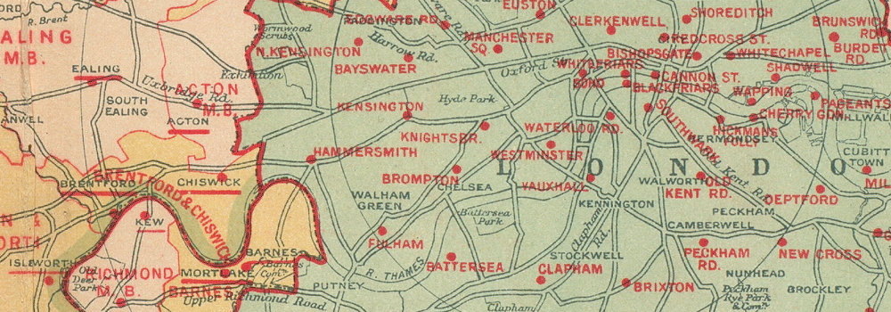 LONDON FIRE BRIGADE Districts & Stations. Vintage map. BACON 1934 old ...