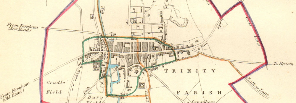 GUILDFORD borough/town/city plan. BOUNDARY COMMISSION. Surrey. DAWSON ...