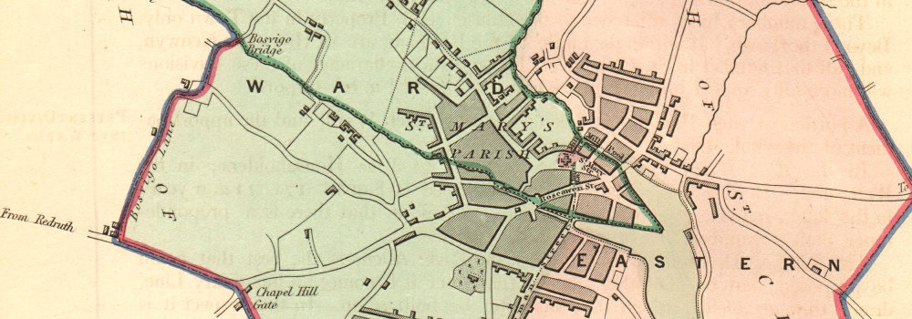 TRURO borough/town plan. BOUNDARY COMMISSION. Cornwall. DAWSON 1837 old ...