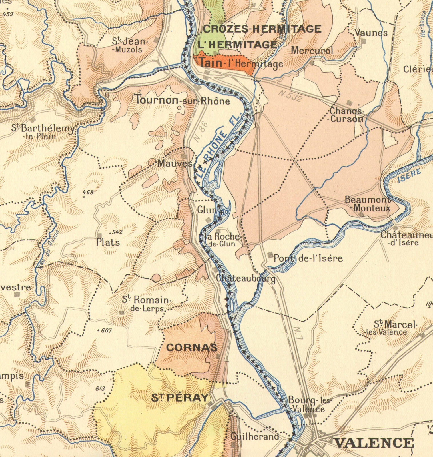 RHÔNE WINE MAP. Northern vineyards. Condrieu - Hermitage - Cornas ...