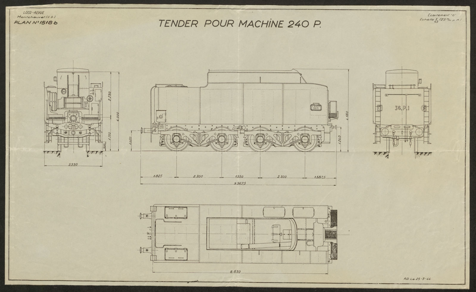 Autorail Léger X5500. Plan No 1705. France railways trains SNCF 1950 ...