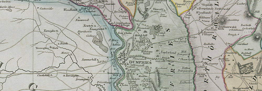 Dumfrieshire south-west sheet. Dumfries Dunscore Shawhead. THOMSON 1832 ...