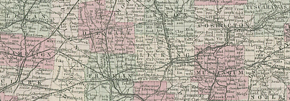 Colton's Ohio. Decorative antique US state map. Cleveland 1869 old