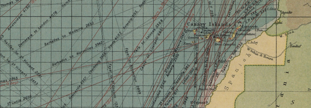 North Atlantic Ocean sea chart. Ports lighthouses mail routes. LARGE ... North Atlantic Ocean sea chart. Ports lighthouses mail routes. LARGE ...